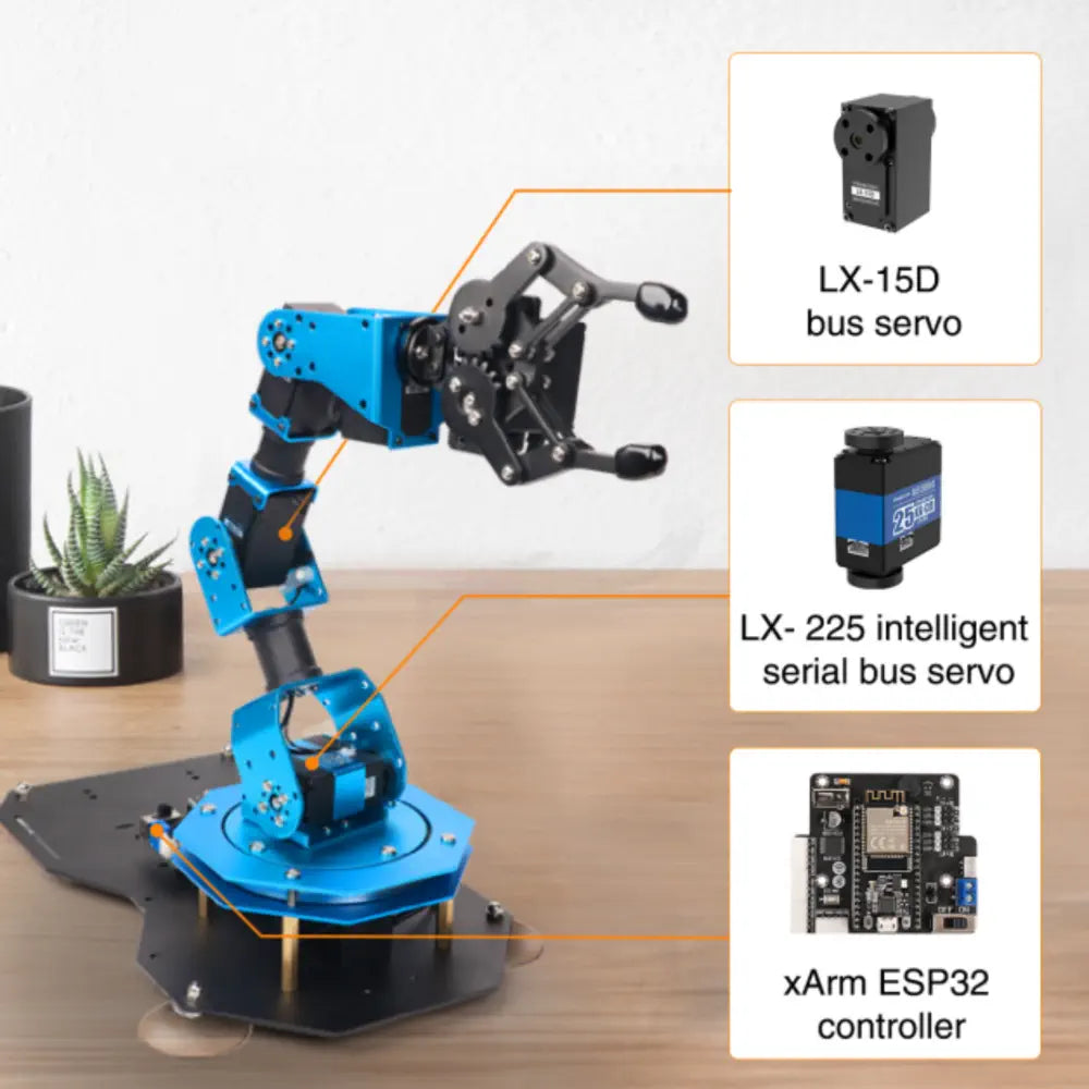 Xarm Esp32 Bus Servo Robotic Arm Powered By Open Source Esp32 Python Programmable Robot Robotshop