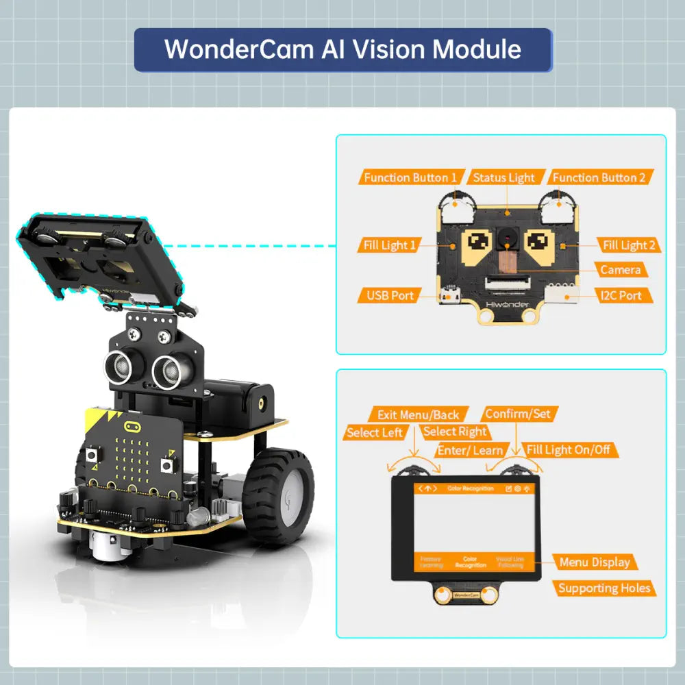 AI Vision Robot Nexbit, micro:bit Programming Educational Robot, Support WonderCam Smart Vision ...