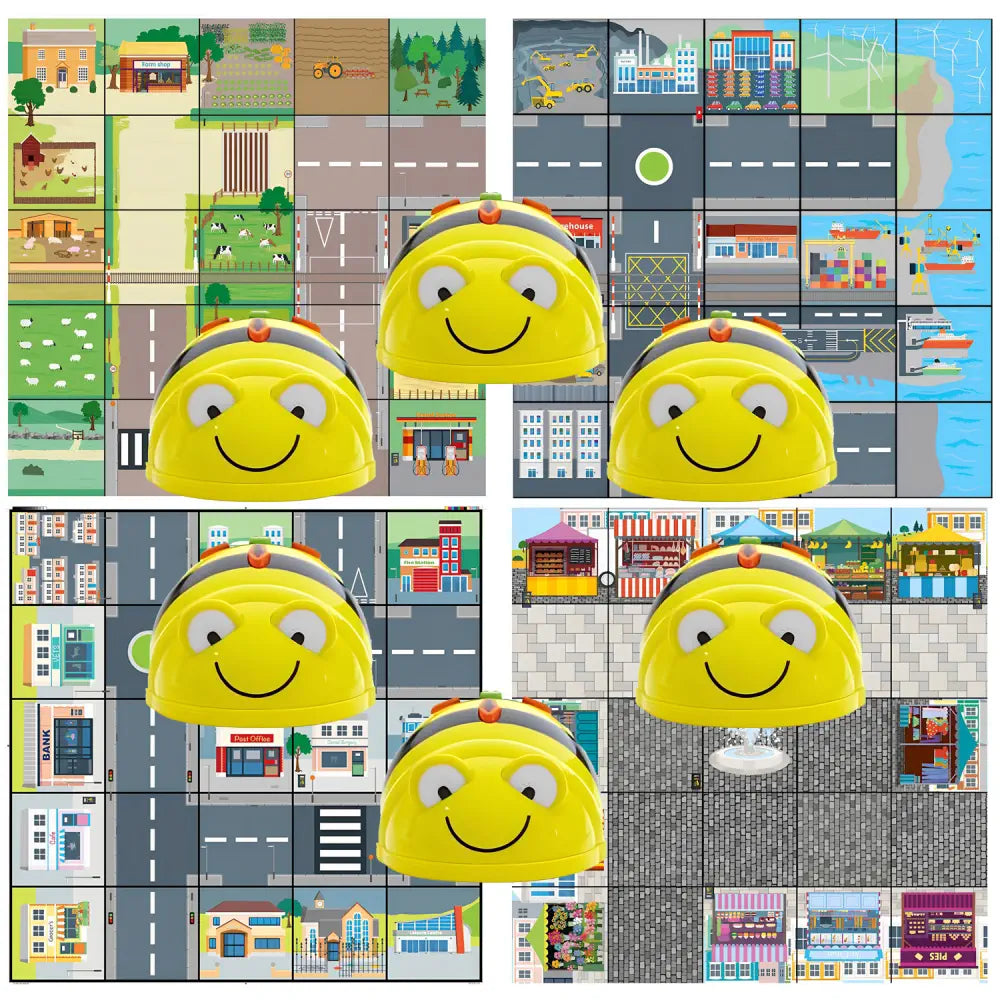 TTS 6 Bee Bot Country & City Bundle Programmable Robot with 4 Activity ...