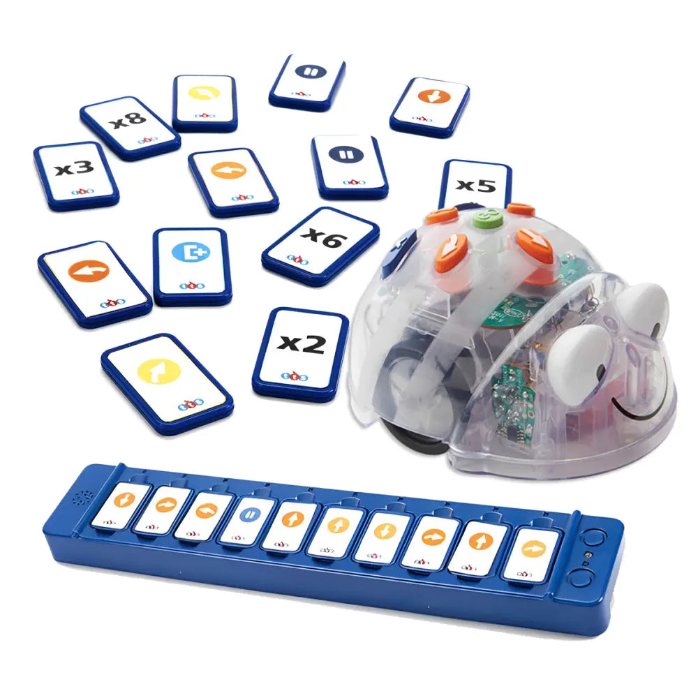 Blue-Bot Programmable Rechargeable Robot, Tactile Reader and 25 Tactiles Extension Pack Bundle ...