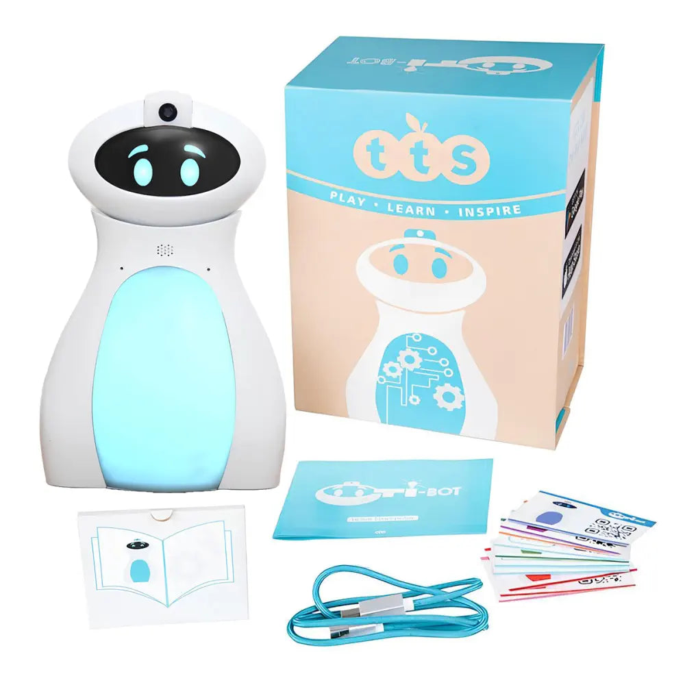 TTS Oti-Bot Coding Robot with 1 Pusher Tummy Bundle Pack, Educational STEAM Rechargeable Block ...