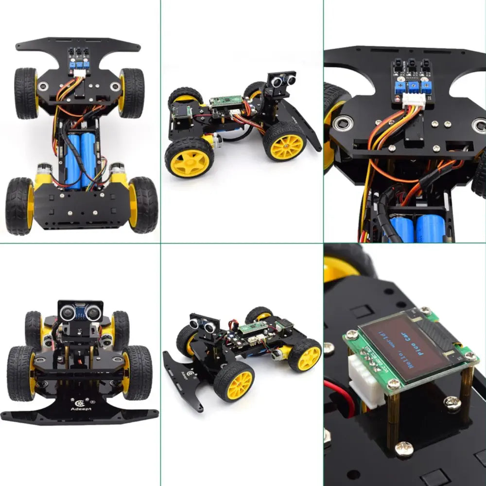 Adeept Smart RC Car Kit for RPi Pico w/ Line Tracking, Obstacle Avoidance, Display - RobotShop