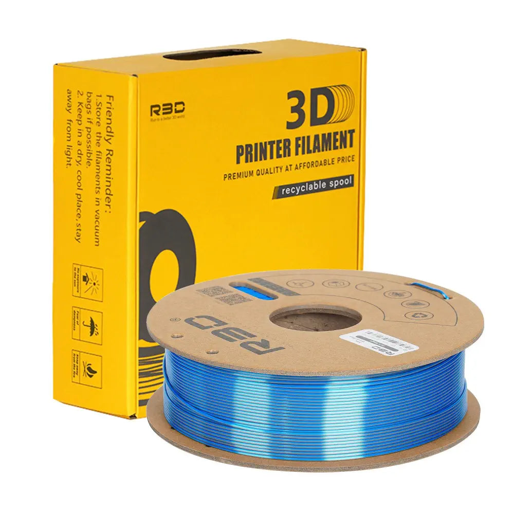 R3D Dual Colour Silk PLA Magic Filament - Black/Blue 1.75mm, 1kg - RobotShop