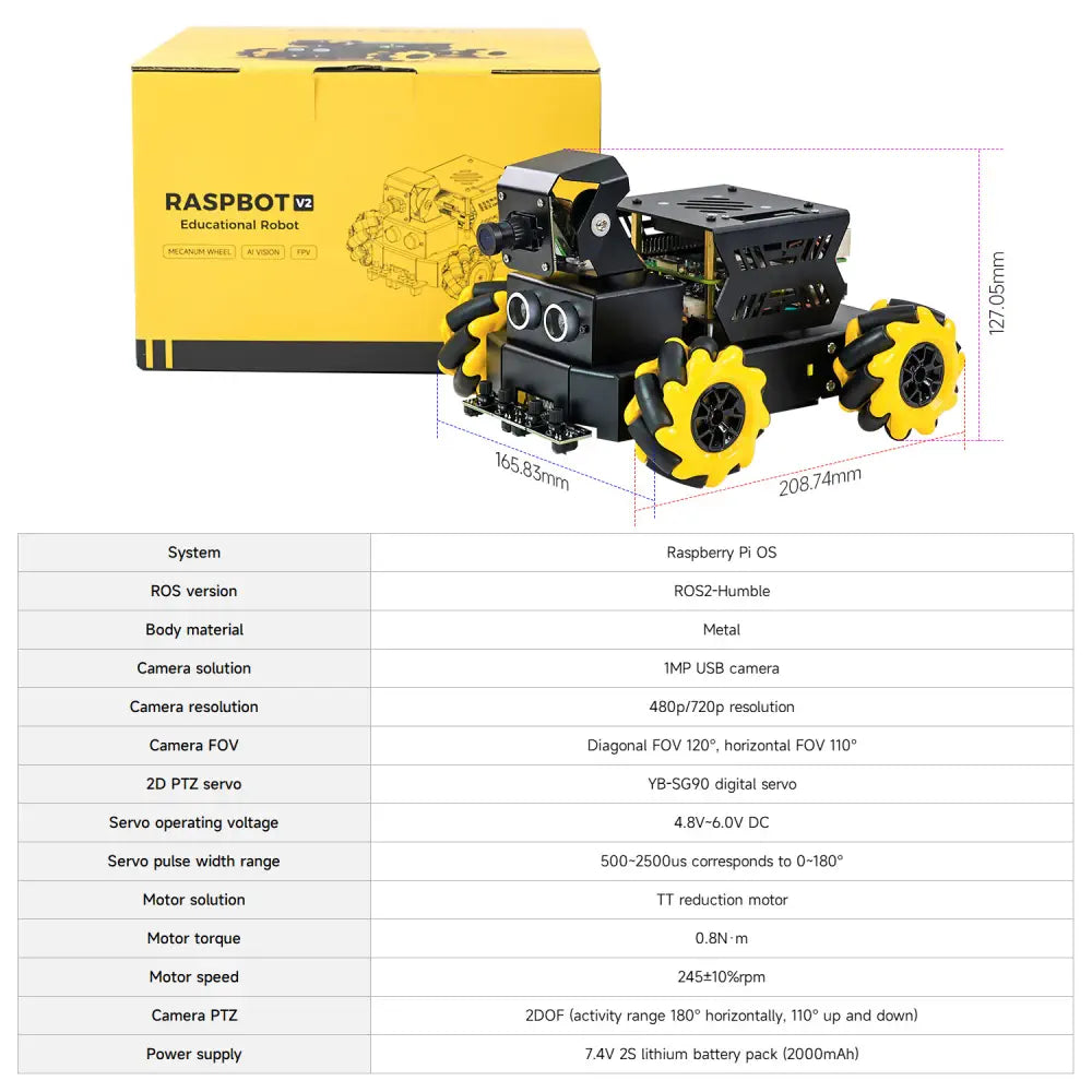 Yahboom AI Vision Robot Raspberry Pi 5 Car with 2DOF HD Camera Support Python Progamming Open ...