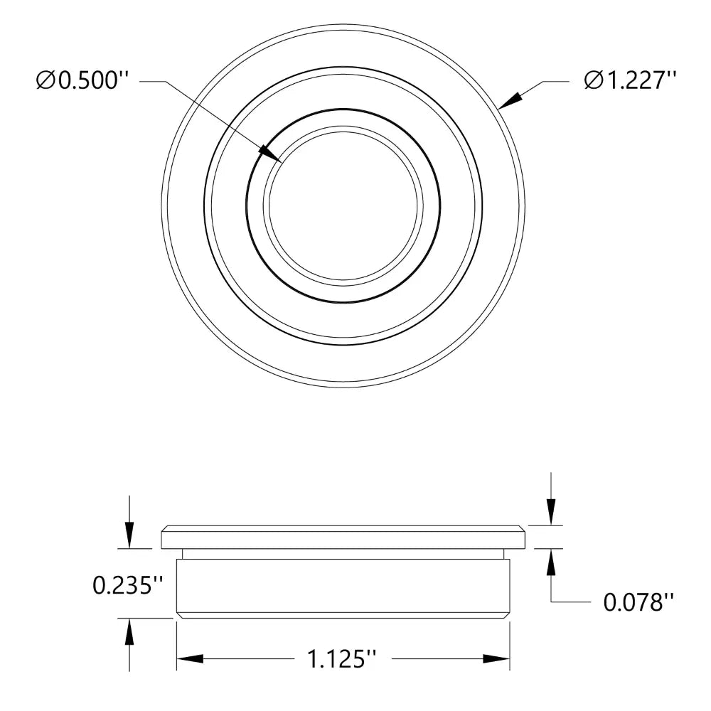 ServoCity 1601 Series Flanged Ball Bearing (1/2" ID x 1 1/8" OD, 5/16" Thickness) - 2 Pack ...