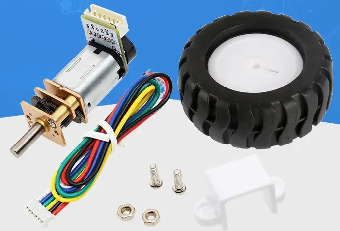 12mm 3V Micro Metal Gearmotor w/ Encoder & 43mm Wheel Kits for Smart ...