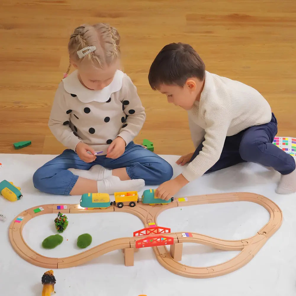 Robobloq Coding Express Educational STEAM Wooden Train Set w/ 25 Pieces Tracks - RobotShop