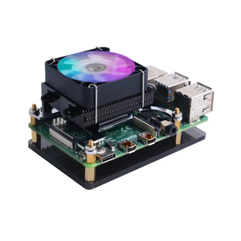 52Pi Low-Profile ICE Tower Cooling Fan for Raspberry Pi 4/3B+/3B (Black ...