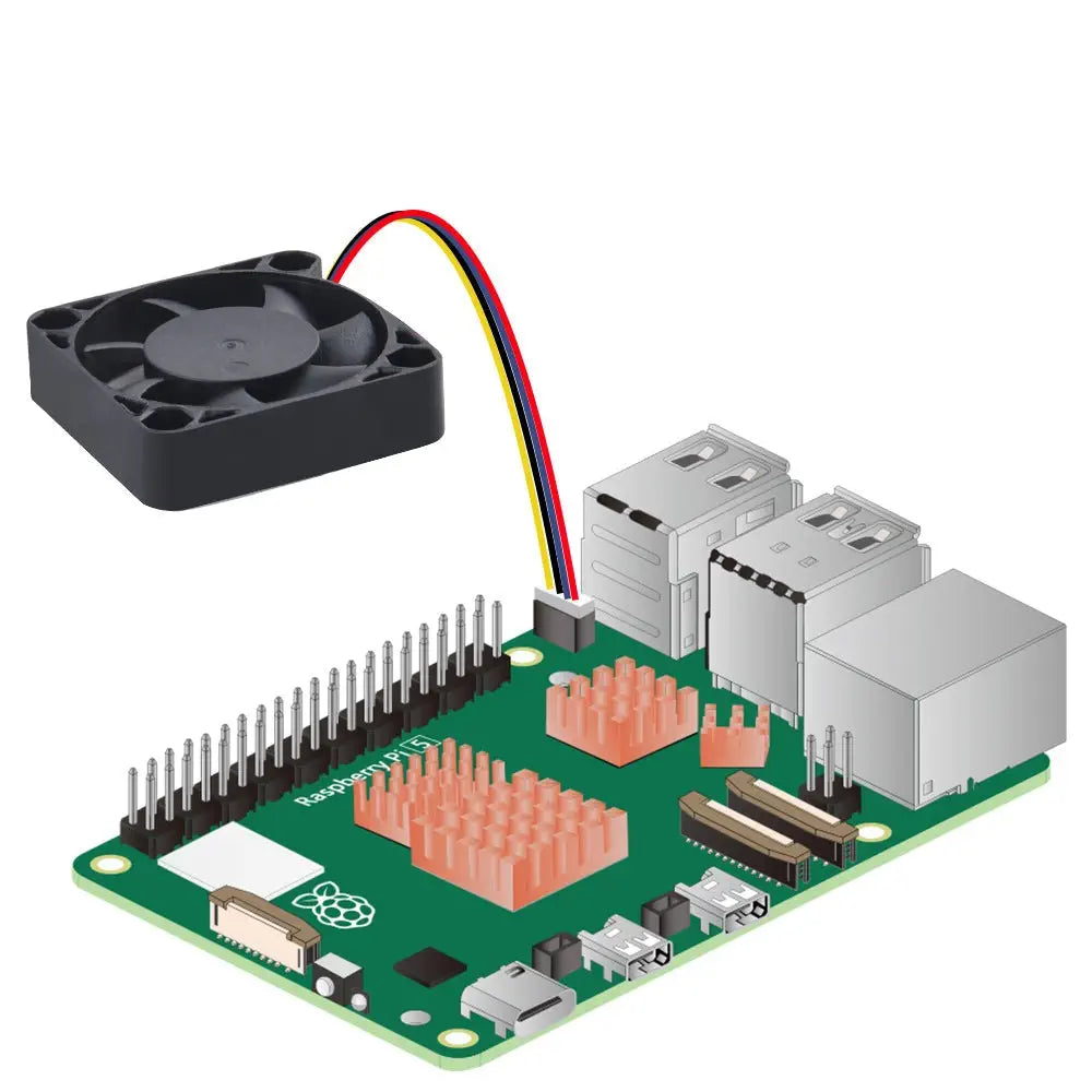 52Pi Raspberry Pi 5 Cooling Fan w/ Heatsink (Black) - RobotShop