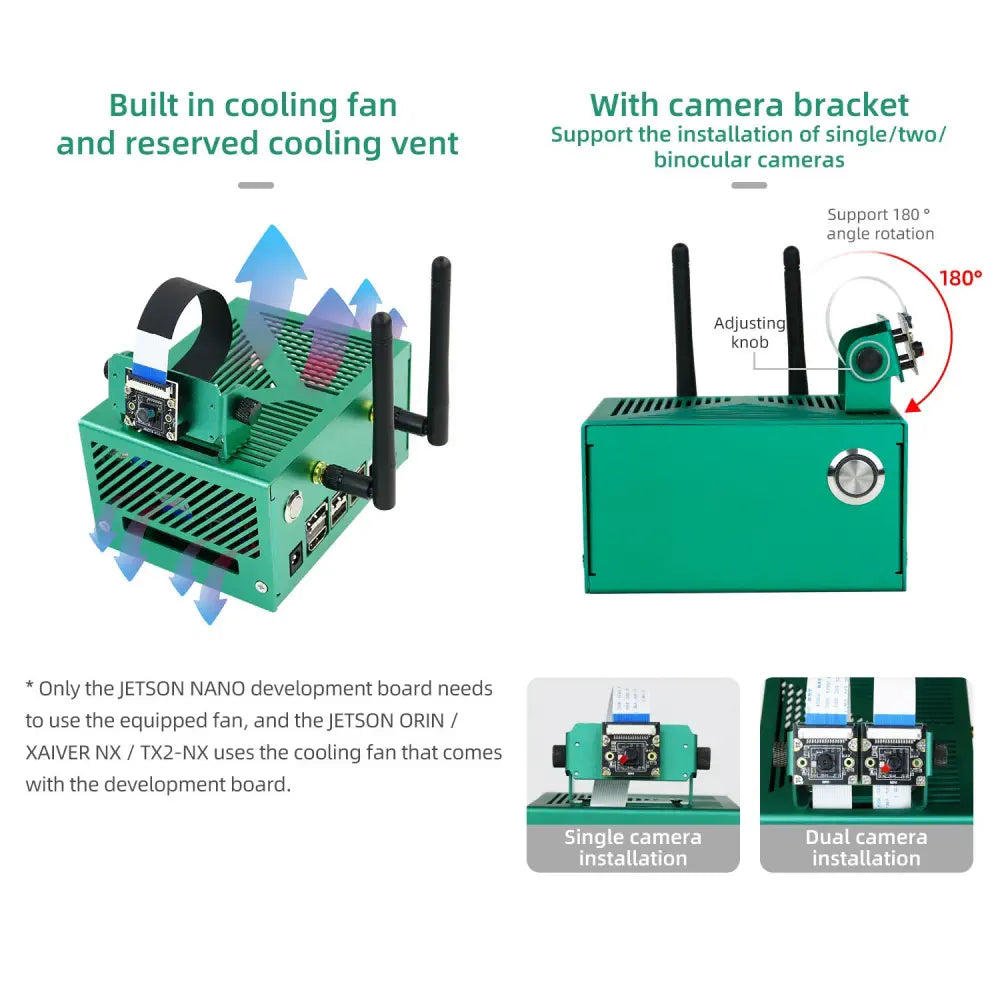 Yahboom green aluminum alloy case for NVIDIA Jetson NANO B01/Xavier NX ...