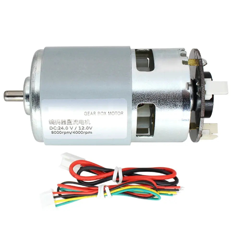 775 Size DC Motor with Encoder, 24V - 8200 RPM - RobotShop