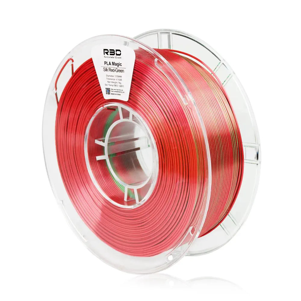 R3D Dual Colour Silk PLA Magic Filament 1.75mm 1kg - Red/Green - RobotShop