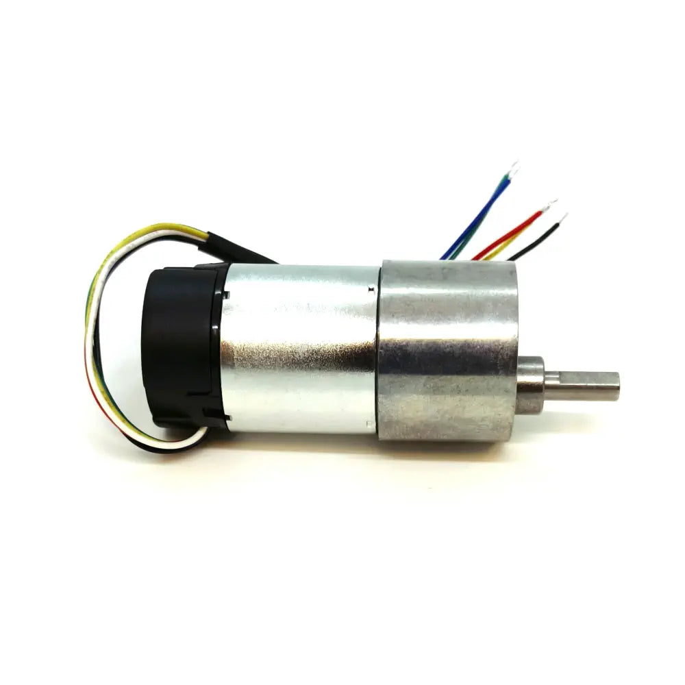 12V Brushed DC Motor with built-in encoder, 100 RPM speed - RobotShop