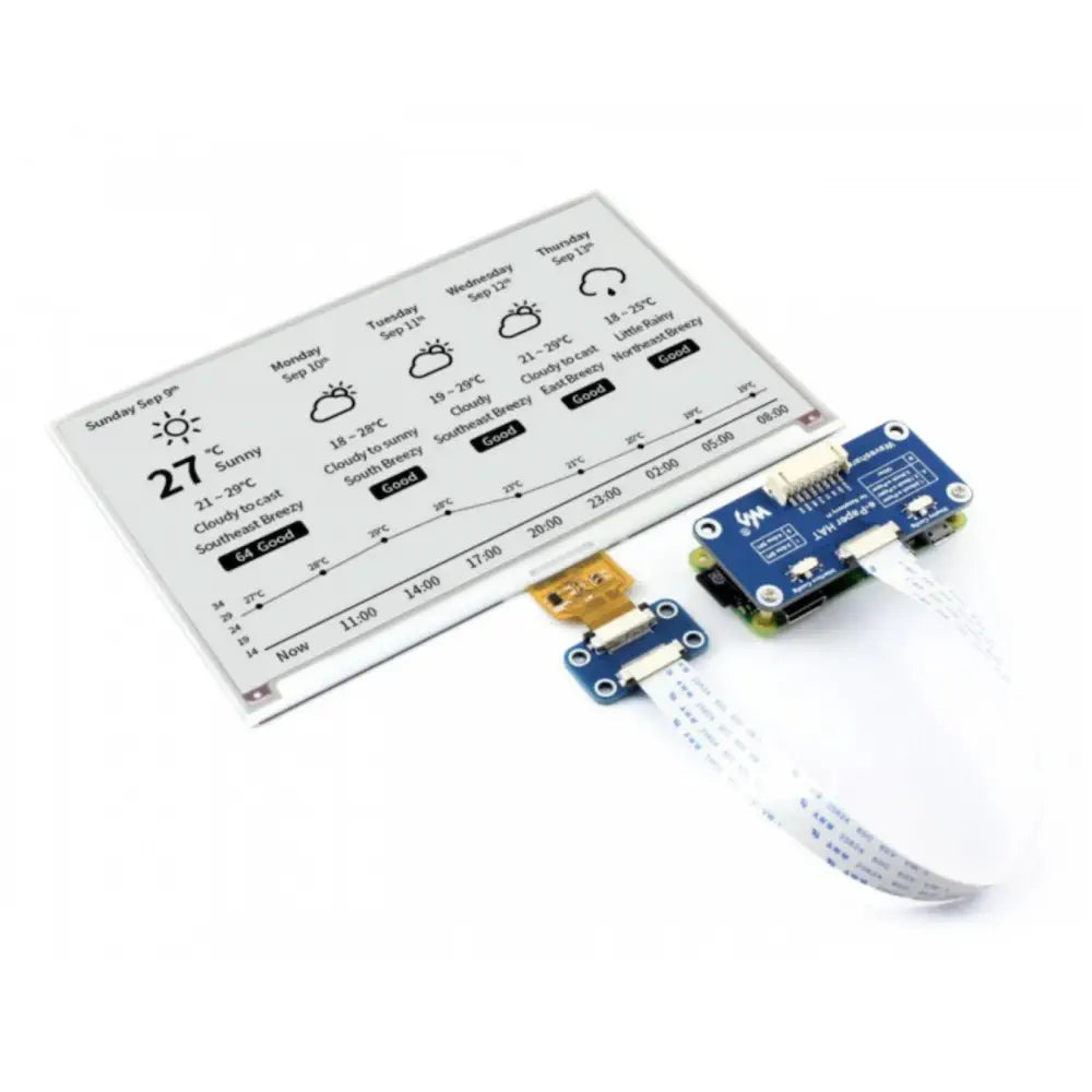 800x480, 7.5-inch E-Ink display HAT for Raspberry Pi - RobotShop