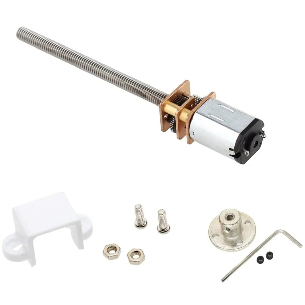 N20 Micro Metal Gearmotor w/ 55mm Length M4 Screw Shaft, Flange Nut ...