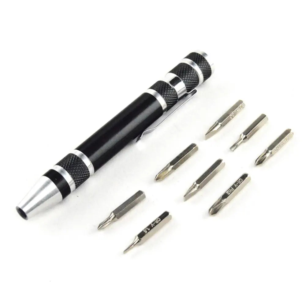 Black 8 in1 Precision Pocket Pen Screwdriver - RobotShop