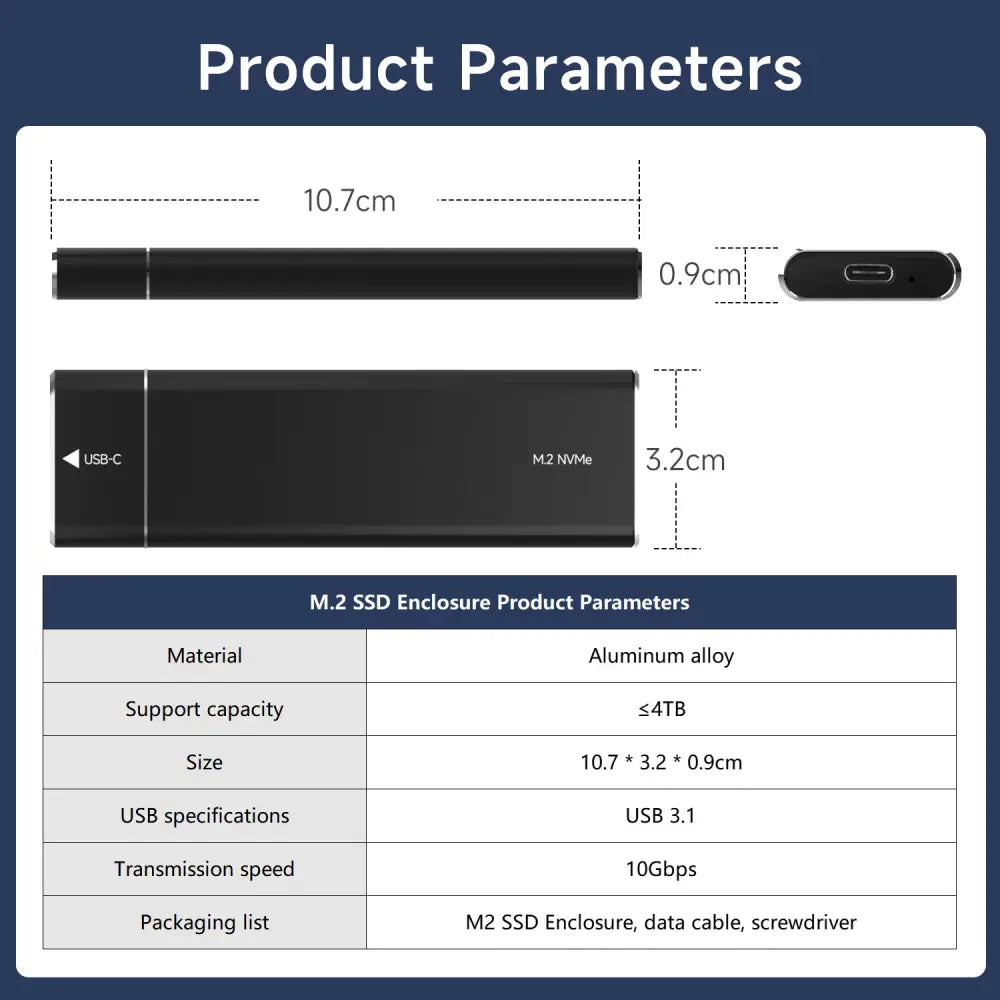 M.2 SSD Enclosure Support NVMe protocol and M Key/B&M Key interface ...