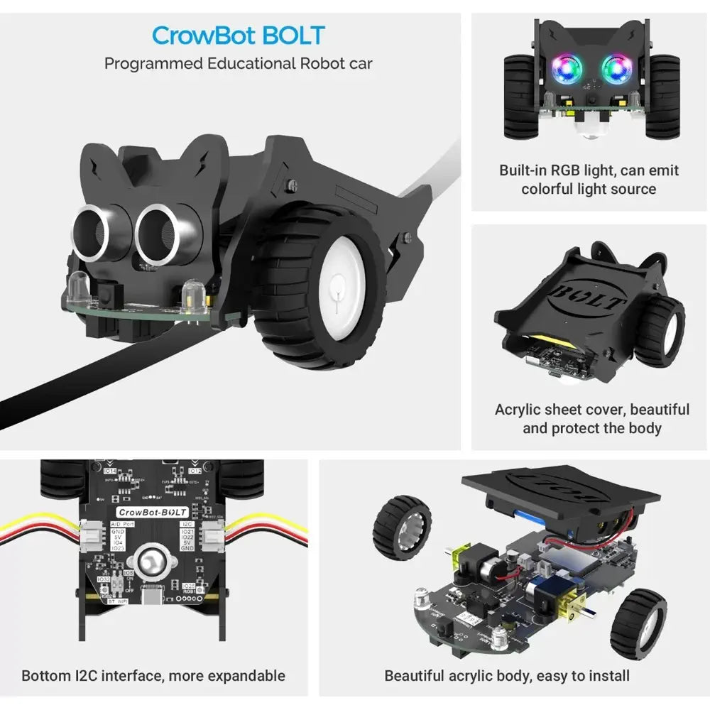 Elecrow CrowBot BOLT-Open Source Programmable Smart Robot Car - RobotShop