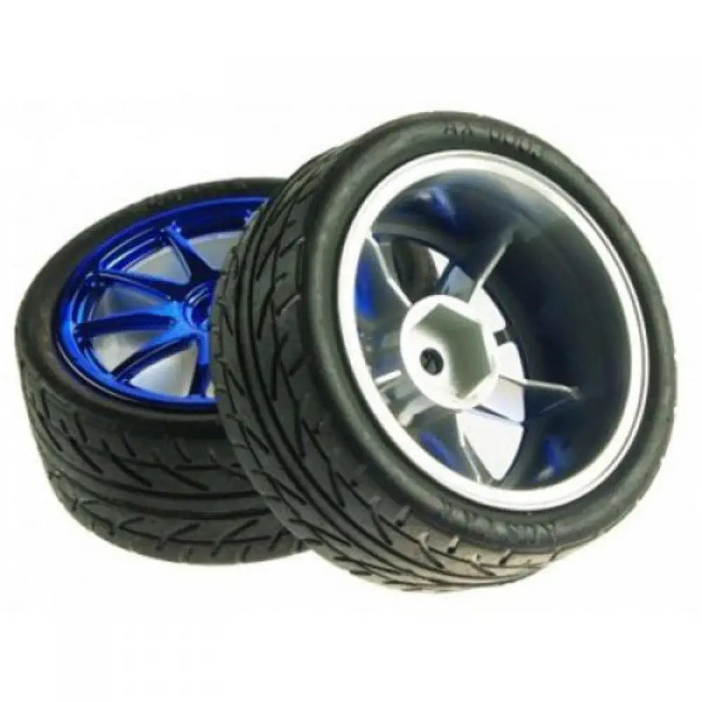 DFRobot 65mm Rubber Wheel Pair - Blue - RobotShop
