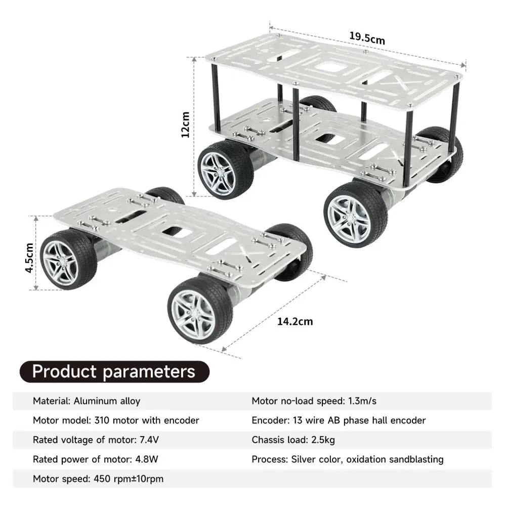 Yahboom Mini Robot Car Chassis, 310 Encoder Motor, Single Layer (EN ...