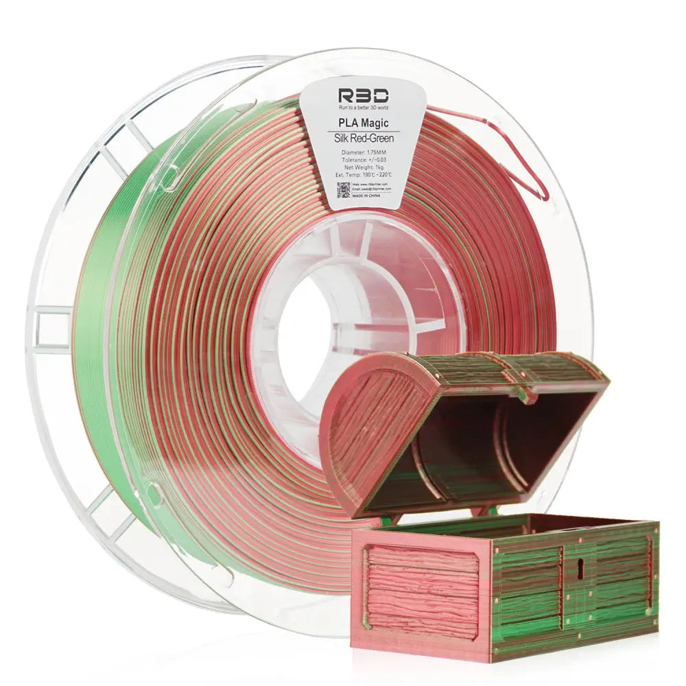 R3D Dual Colour Silk PLA Magic Filament 1.75mm 1kg - Red/Green - RobotShop