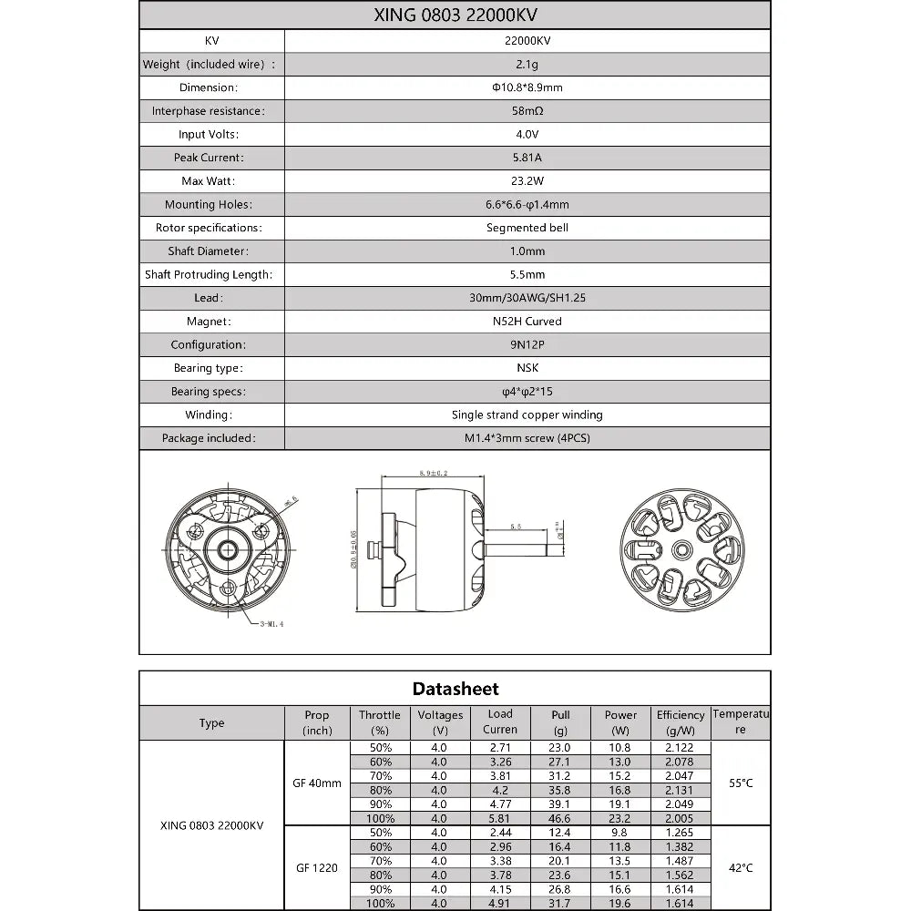 iFlight XING 0803 FPV Motor 22000KV - RobotShop