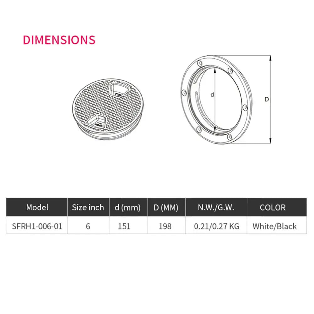 Marine Watertight Access Hatch Black (6in) - RobotShop