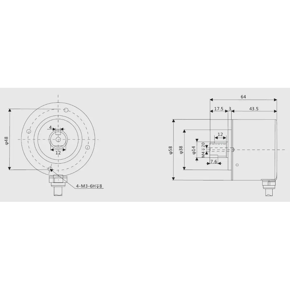 Phidgets Rotary Encoder - 12mm Solid Shaft 1000CPR w/ Index - RobotShop