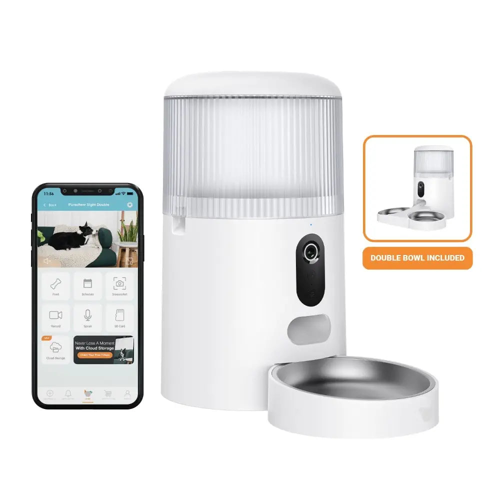 Purechew Sight Double 4L Bowl Smart App Enabled Feeder for Cats & Dogs ...