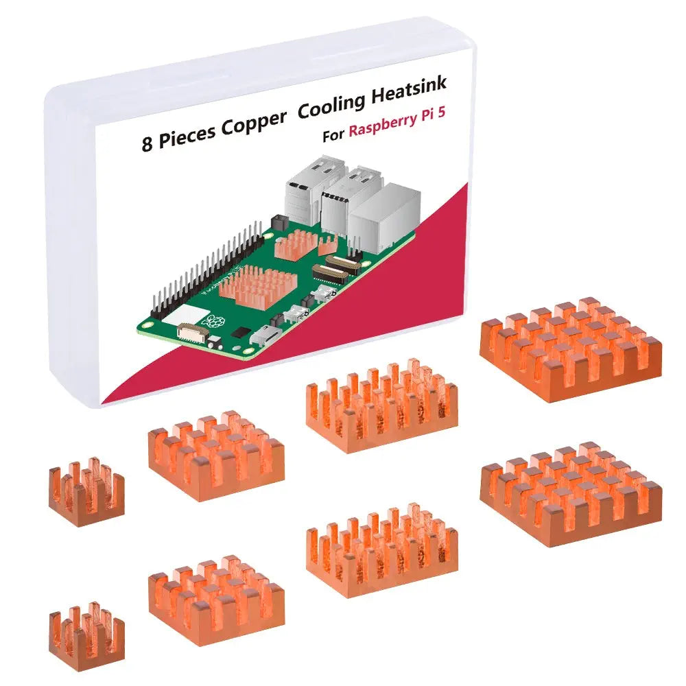 Raspberry Pi 5 Copper Heatsinks (8pcs) - RobotShop