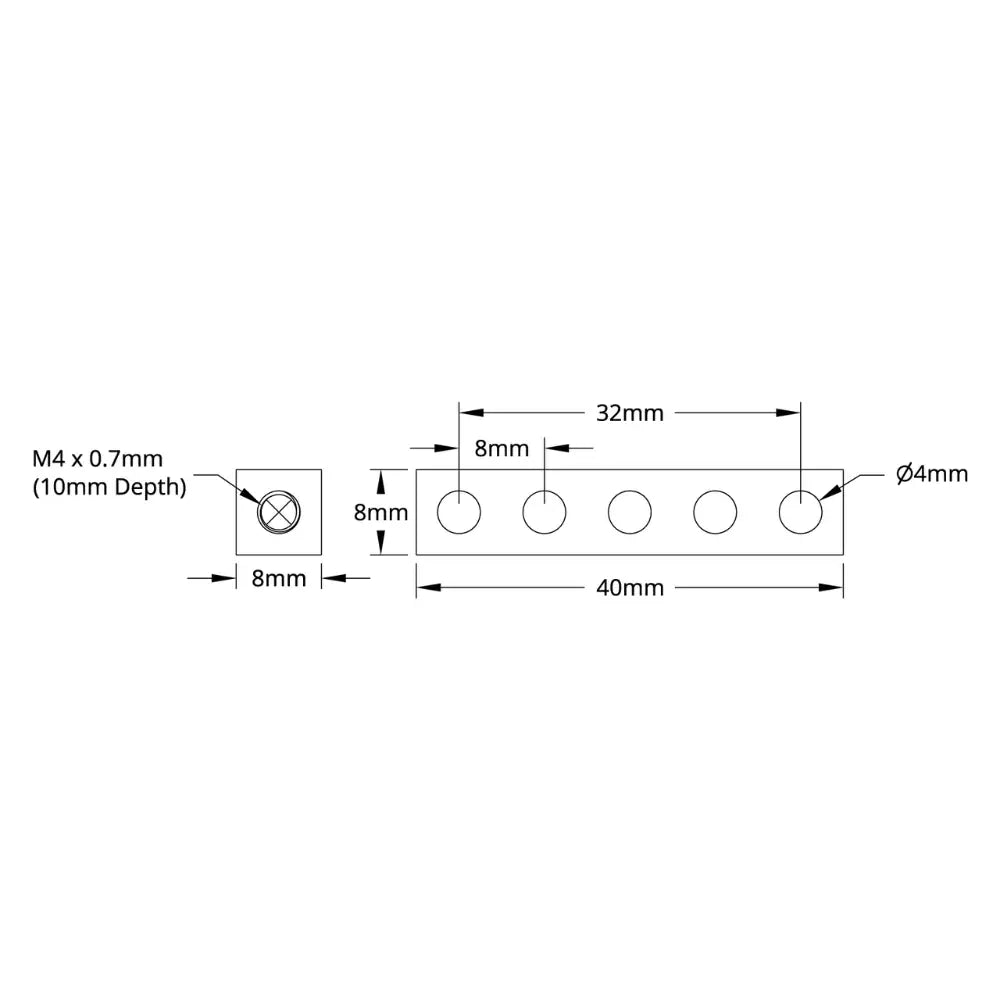 ServoCity 1106 Series Square Beam (5 Hole, 40mm Length) - RobotShop