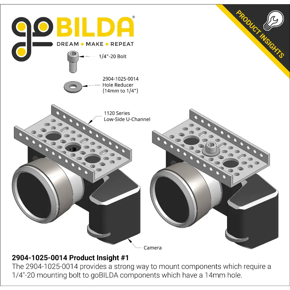 ServoCity 14mm to 1/4" Hole Reducer (1mm Insertion-Depth) - 4 Pack ...