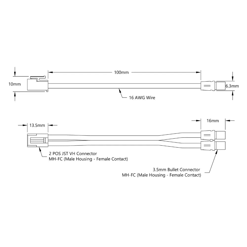 ServoCity 2-Pin JST VH to 3.5 mm Female Bullet Adaptor - RobotShop