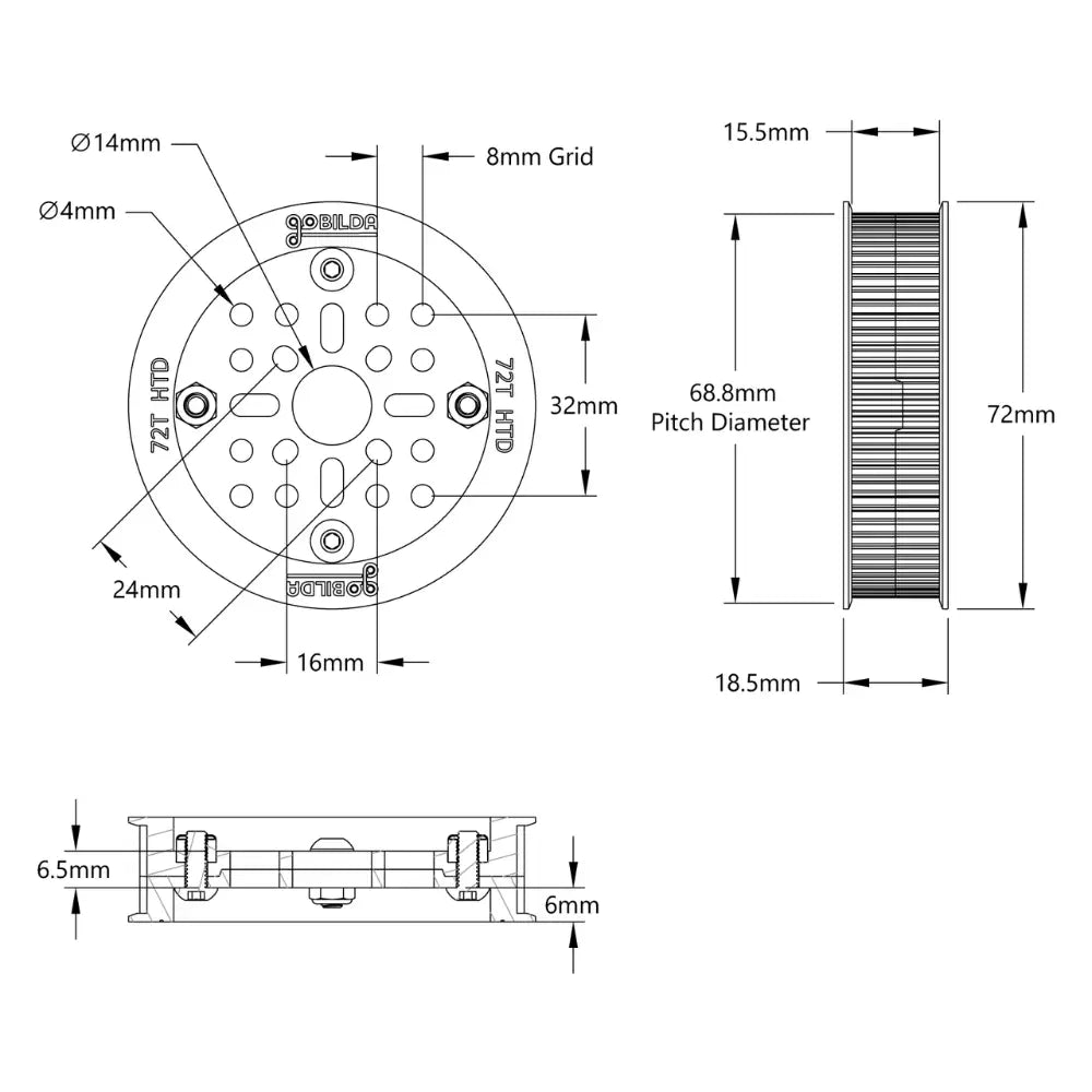 ServoCity 3402 Series 3mm HTD Pitch Plastic Hub Mount Timing Belt ...