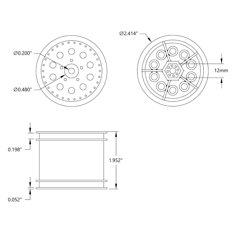 ServoCity Série 3605 Jante Revolver Noire (Entraînement Hexagonal 12mm ...