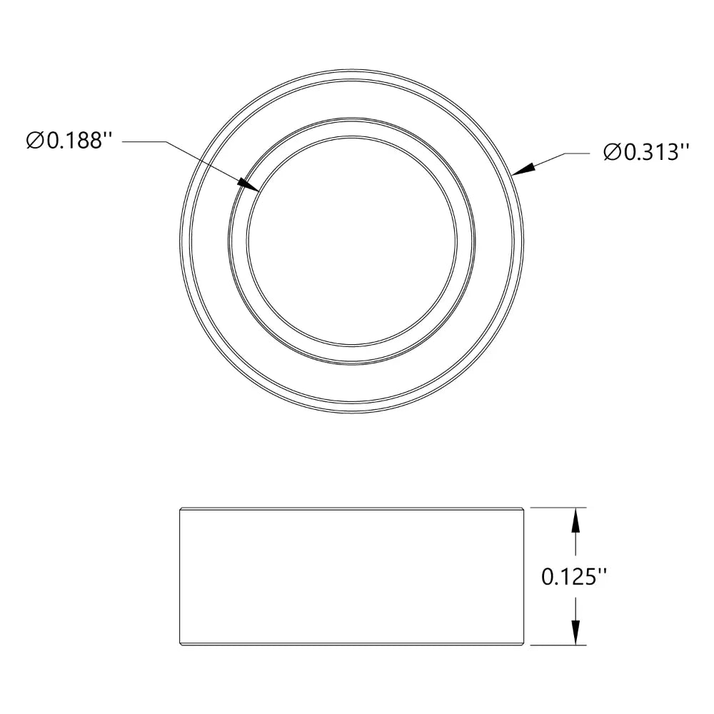 ServoCity 3/16" ID Non-Flanged Ball Bearing (5/16" OD, 1/8" Thickness ...