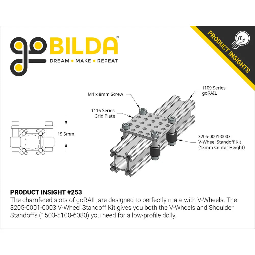 ServoCity V-Wheel Standoff Kit (13mm Center Height) - RobotShop