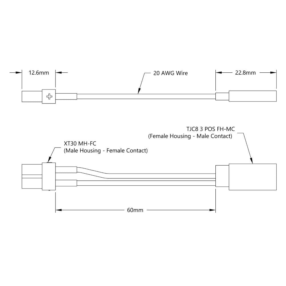 ServoCity XT30 [MH-FC] to 2-Pos TJC8 Power Connector [FH-MC] Adaptor ...
