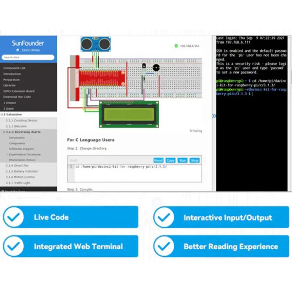 SunFounder Da Vinci Starter Kit for Raspberry Pi w/ 69 Basic & Advanced ...