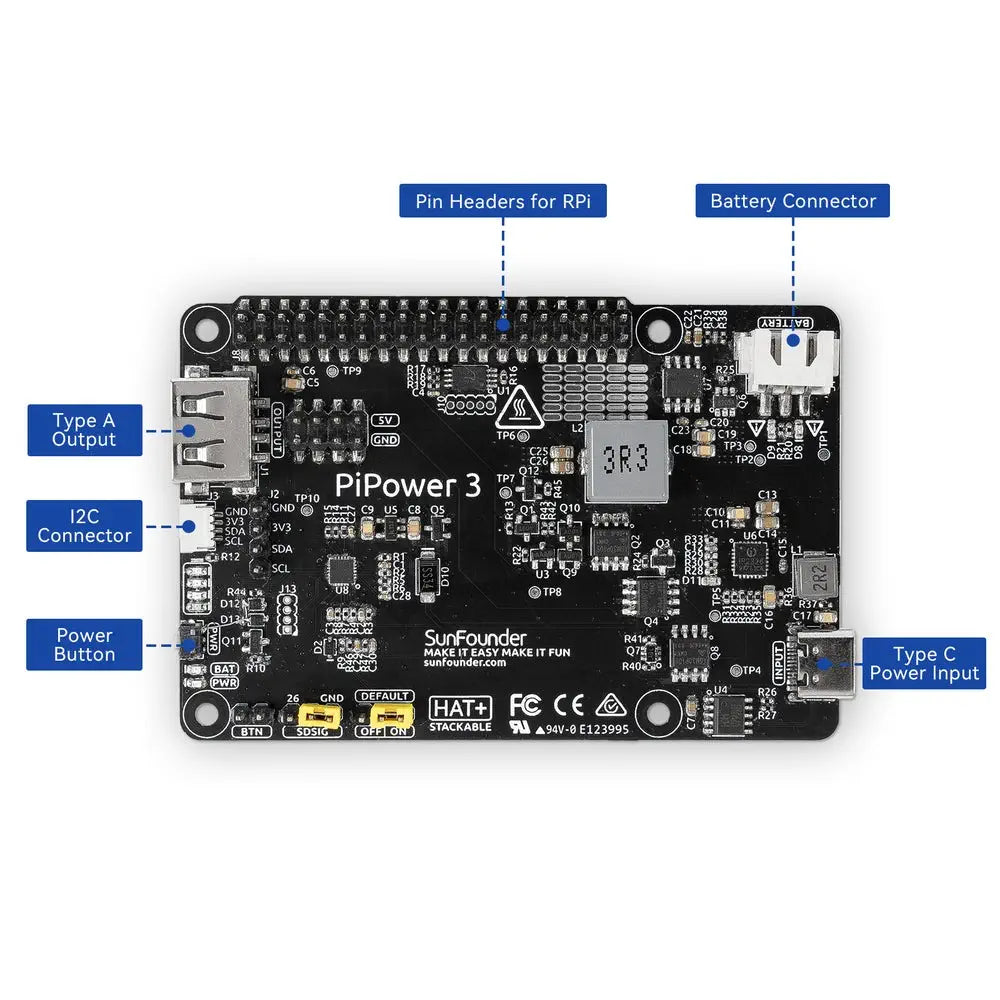 SunFounder Raspberry Pi 4 UPS Power Supply Compatible w/ RPi 4B/3B+/3B ...