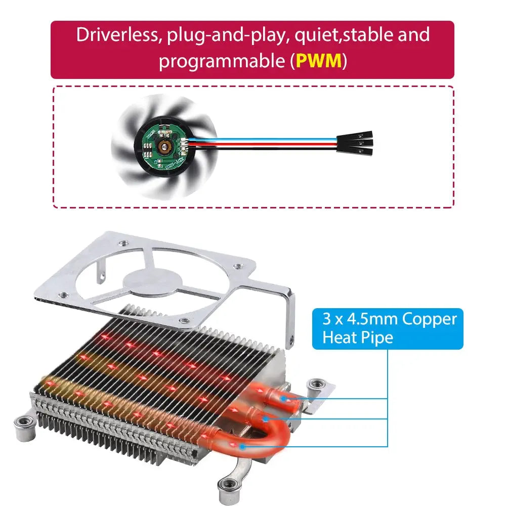 52Pi Ultra Thin Ice Tower Cooling Fan for Raspberry Pi 4 Model B CPU ...