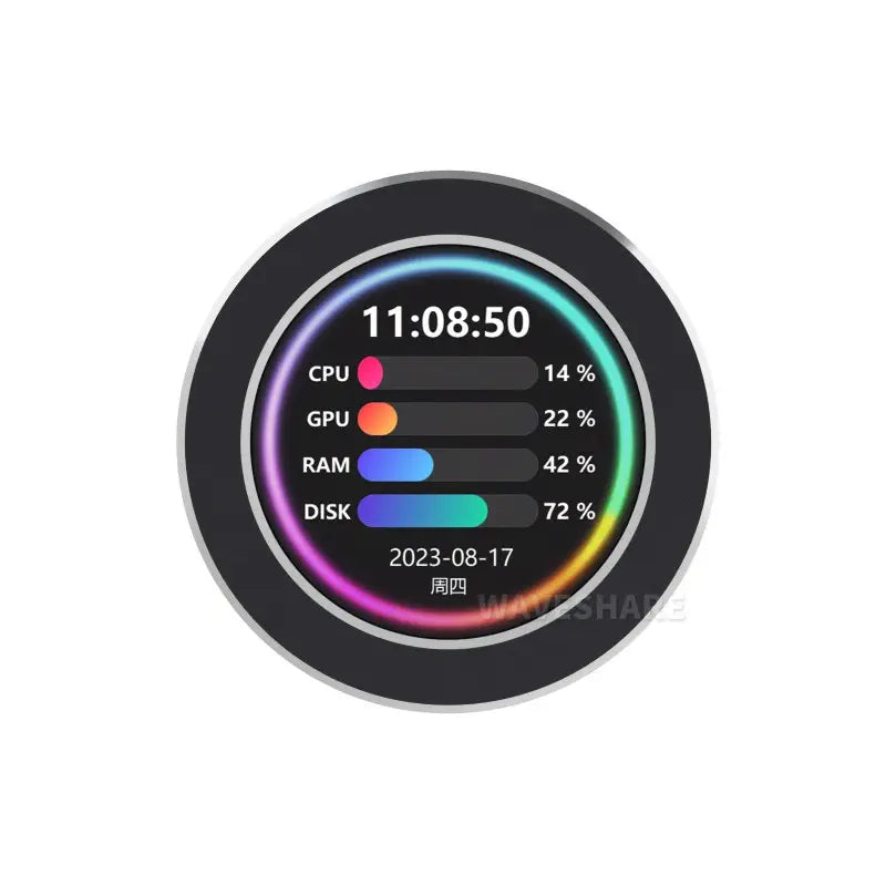 2.1-inch USB Monitor AIO LCD Screen, CPU Cooler Display (Black) - RobotShop