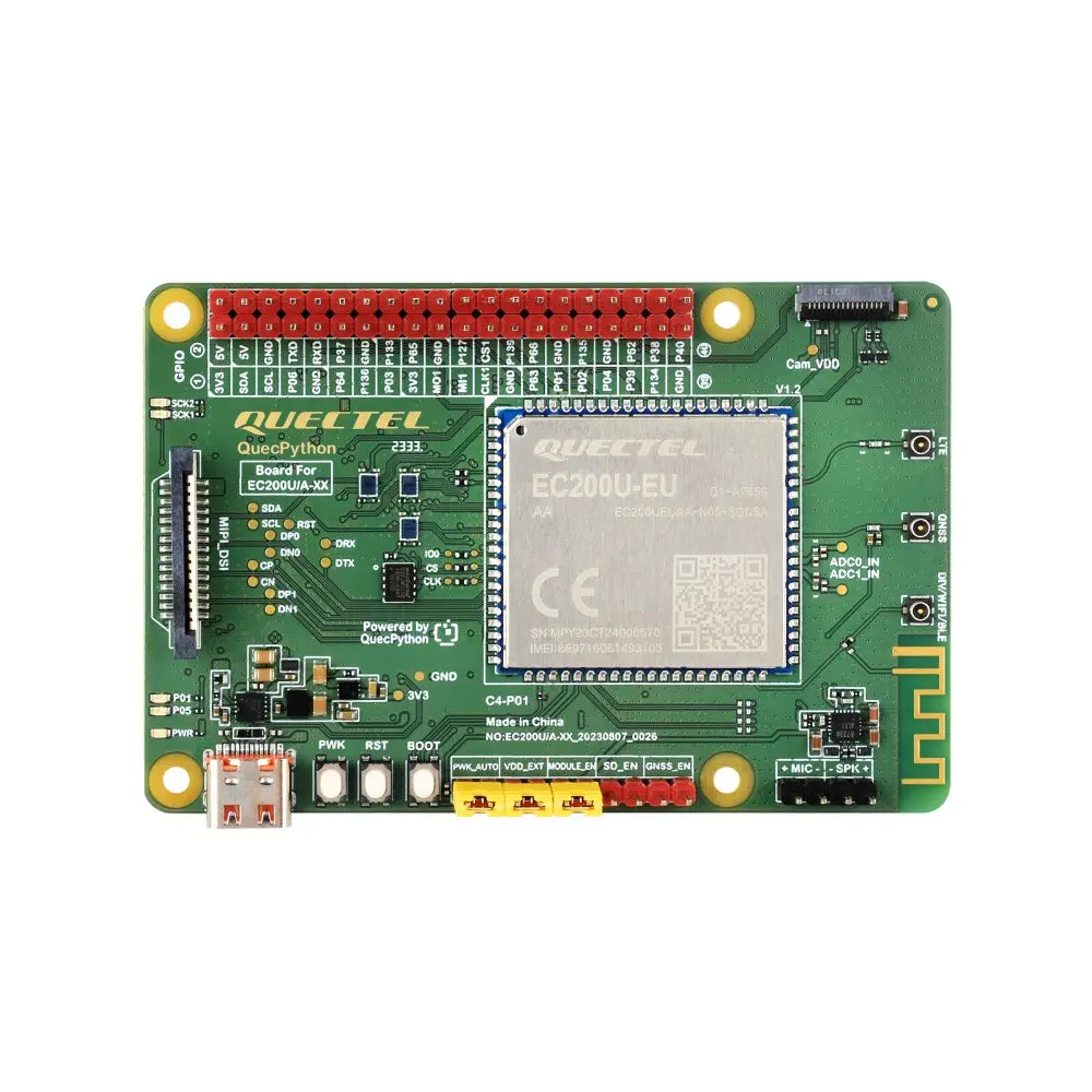 Waveshare EC200U-EU C4-P01 Dev Board for QuecPython, Multi-Mode & Multi ...